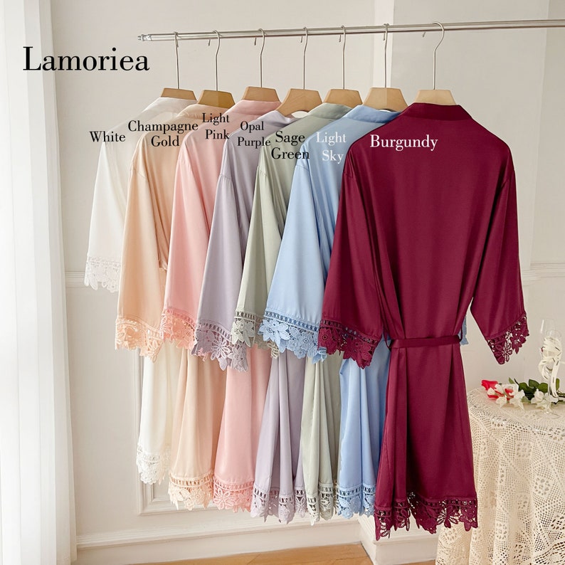 Bridesmaid Robes Bride Lace Robe Satin Wedding Robe Pink - Etsy