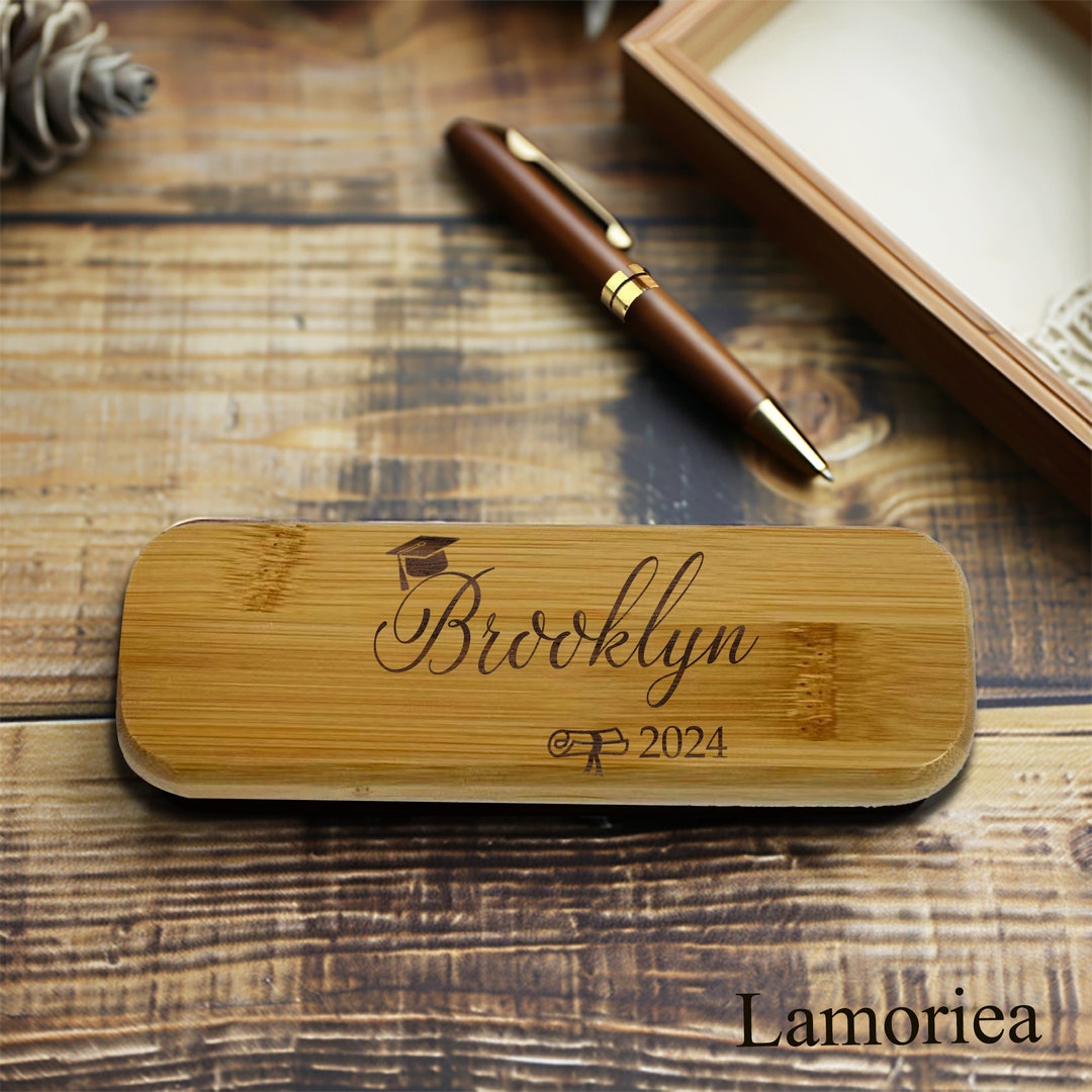 Personalised Pen, Custom Wooden Pen Box, Graduation Gifts, Engraved ...