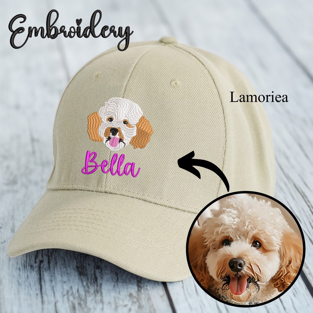 Custom Embroidered Pet Cap, Pet Photo Hat, Pet Portrait Cap, Pet Gifts ...