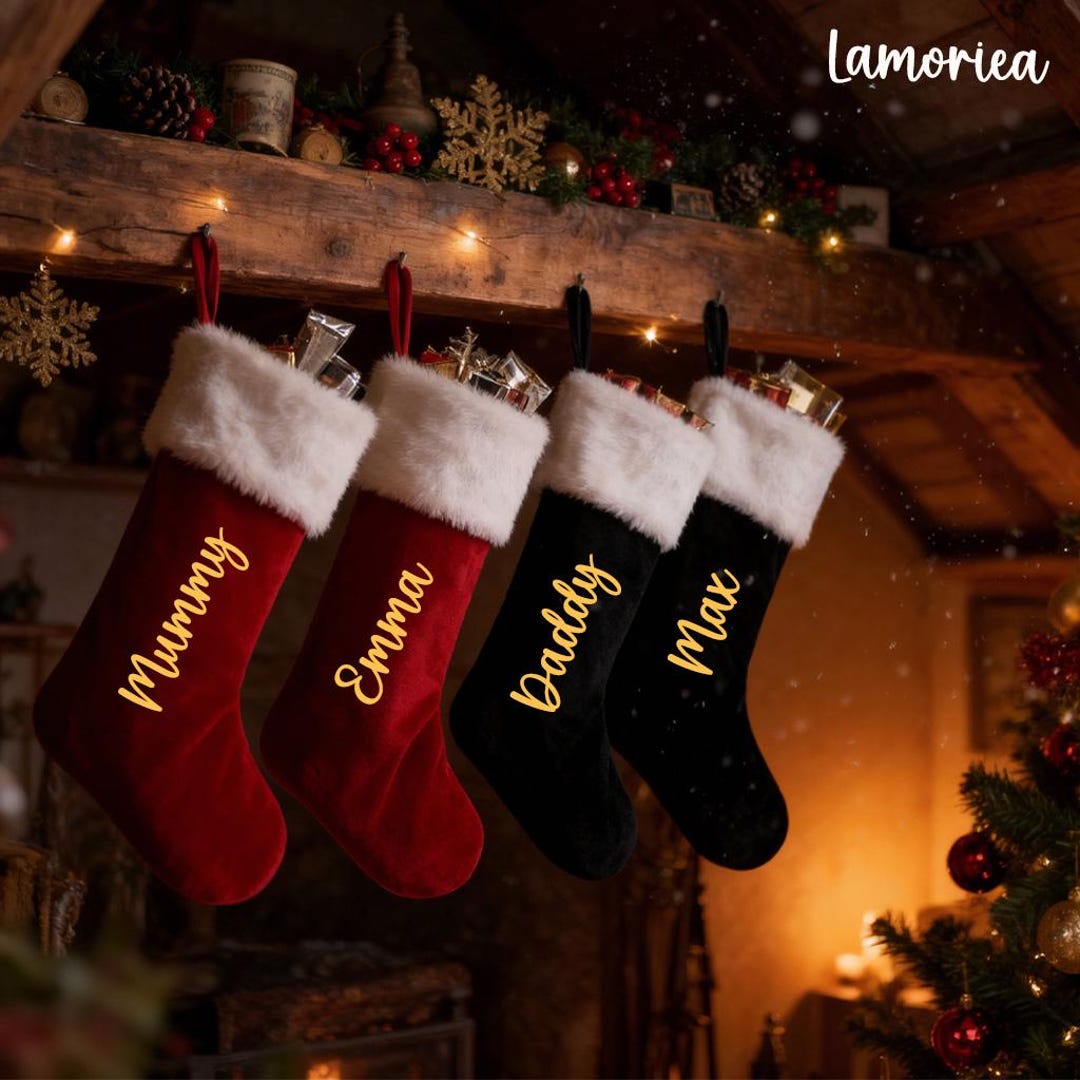2025 Red Christmas Stockings, Traditional Christmas Sock, Family Xmas ...