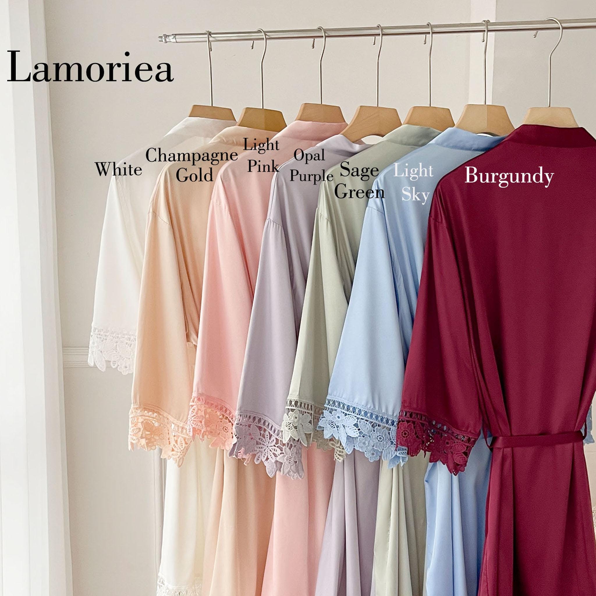 Personalized Extra Long Robes With Lace, Dressing Gown, Bridesmaid ...