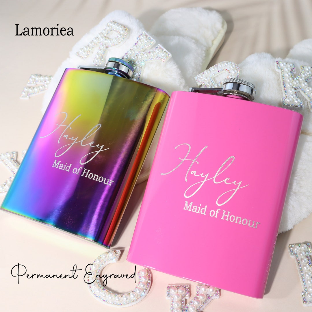 Personalised Ladies Hip Flask, Bridesmaid Gifts, Gift for Her, Maid of ...