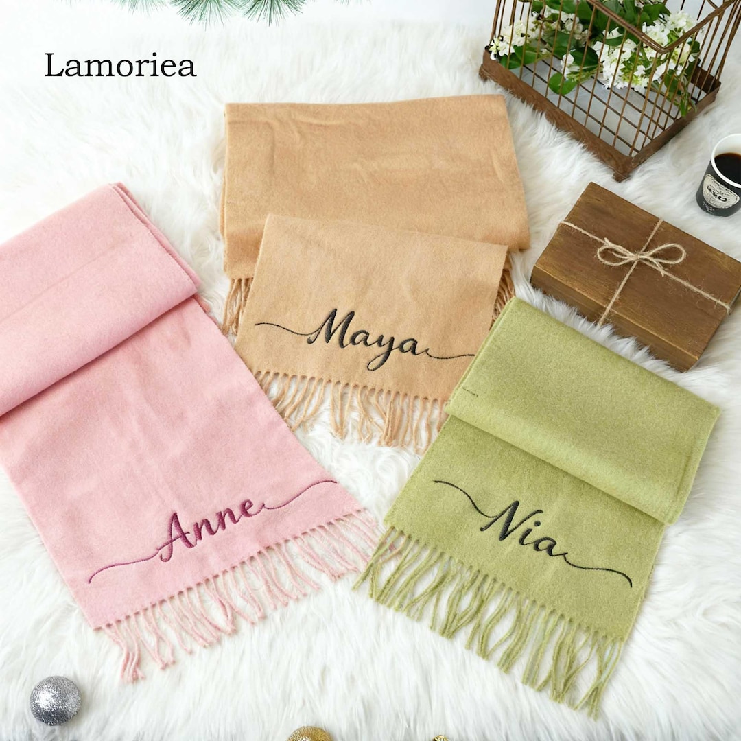 Personalized Winter Scarves, Wool Scarf, Christmas Scarf, Embroidered ...
