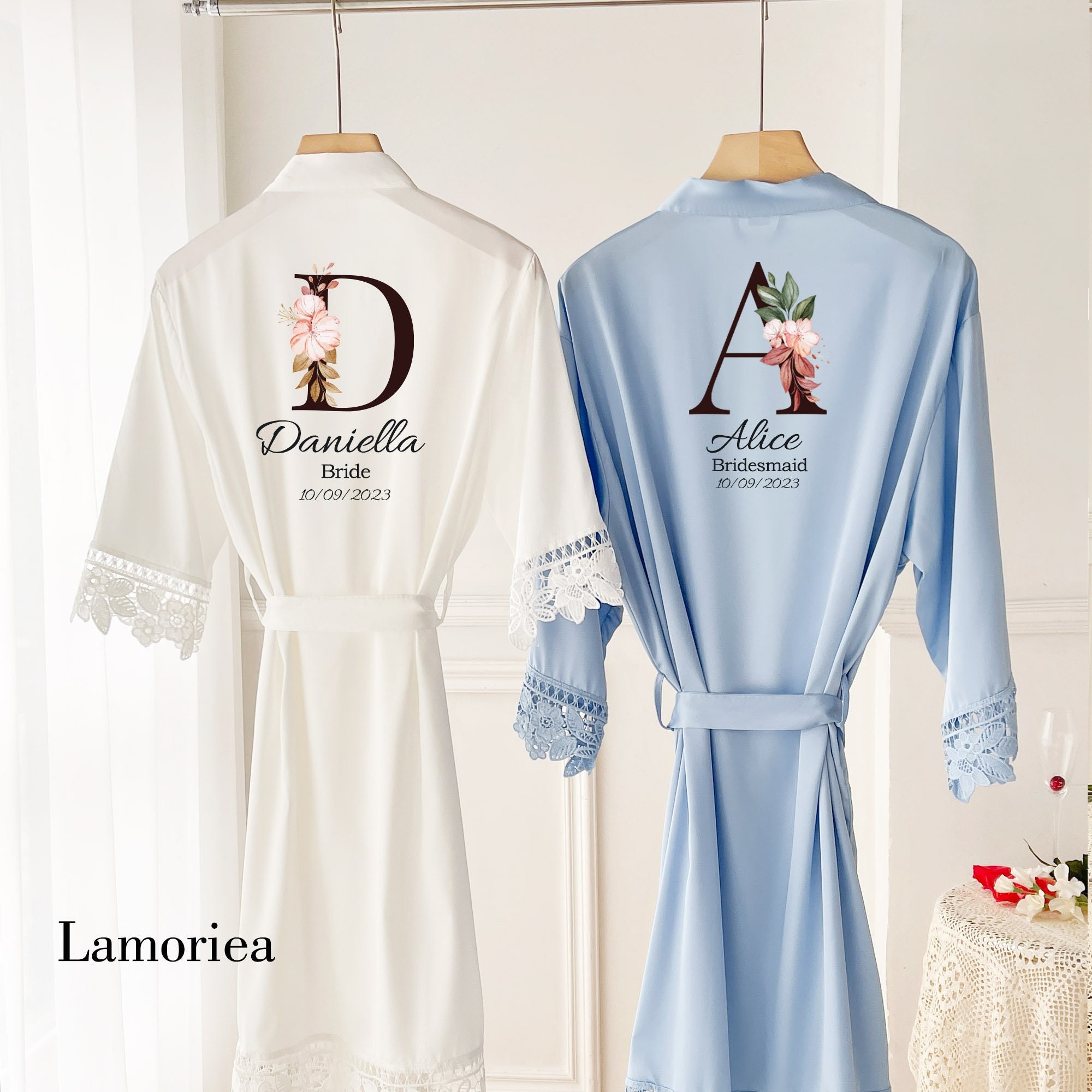 Personalised Bridesmaid Bride Robe Wedding Dressing Gown - Etsy UK