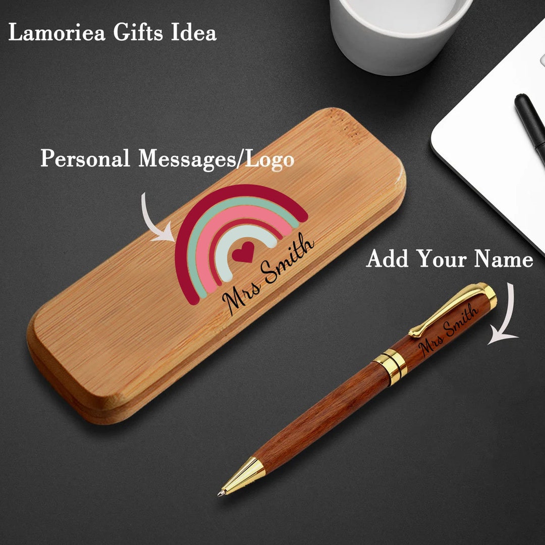 Personalised Teacher Appreciation Wood Pen With Gift Box, Custom Name ...