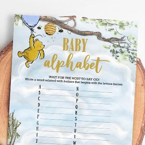 Classic Winnie the Pooh Baby Shower Games/ Baby Alphabet / Instant ...