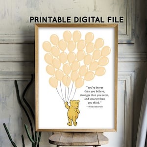Classic Winnie the Pooh Guestbook With 32 Balloons / Yellow / | Etsy