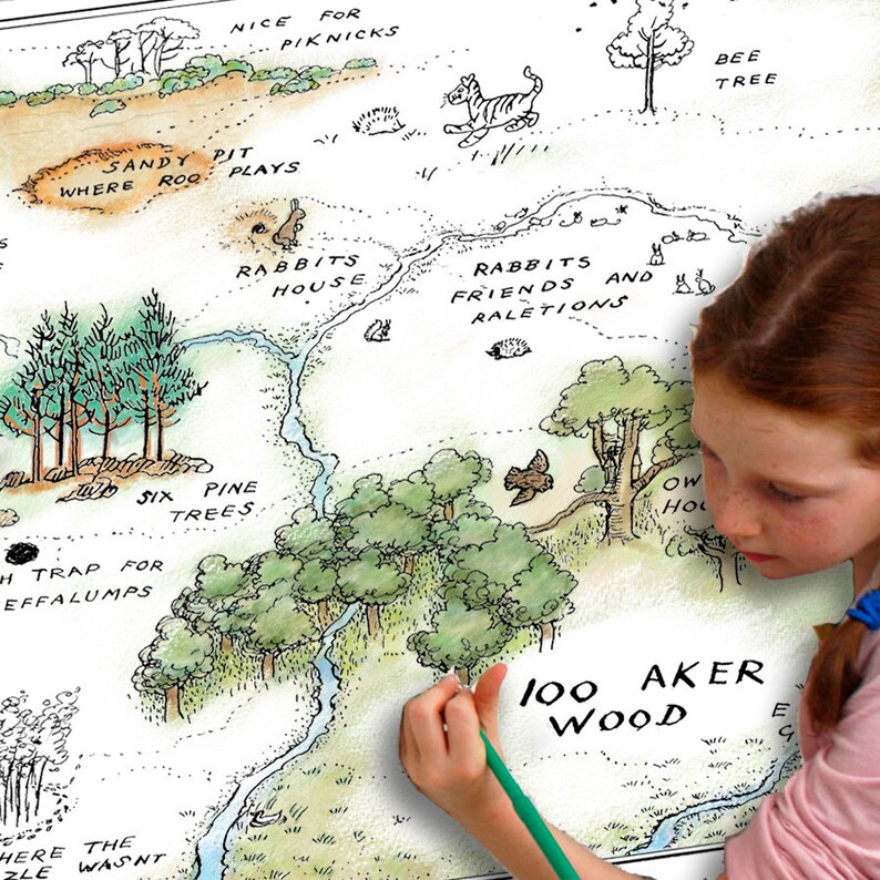 100 Hundred Acre Wood Map Coloring Poster Banner / Digital File/ PDF ...