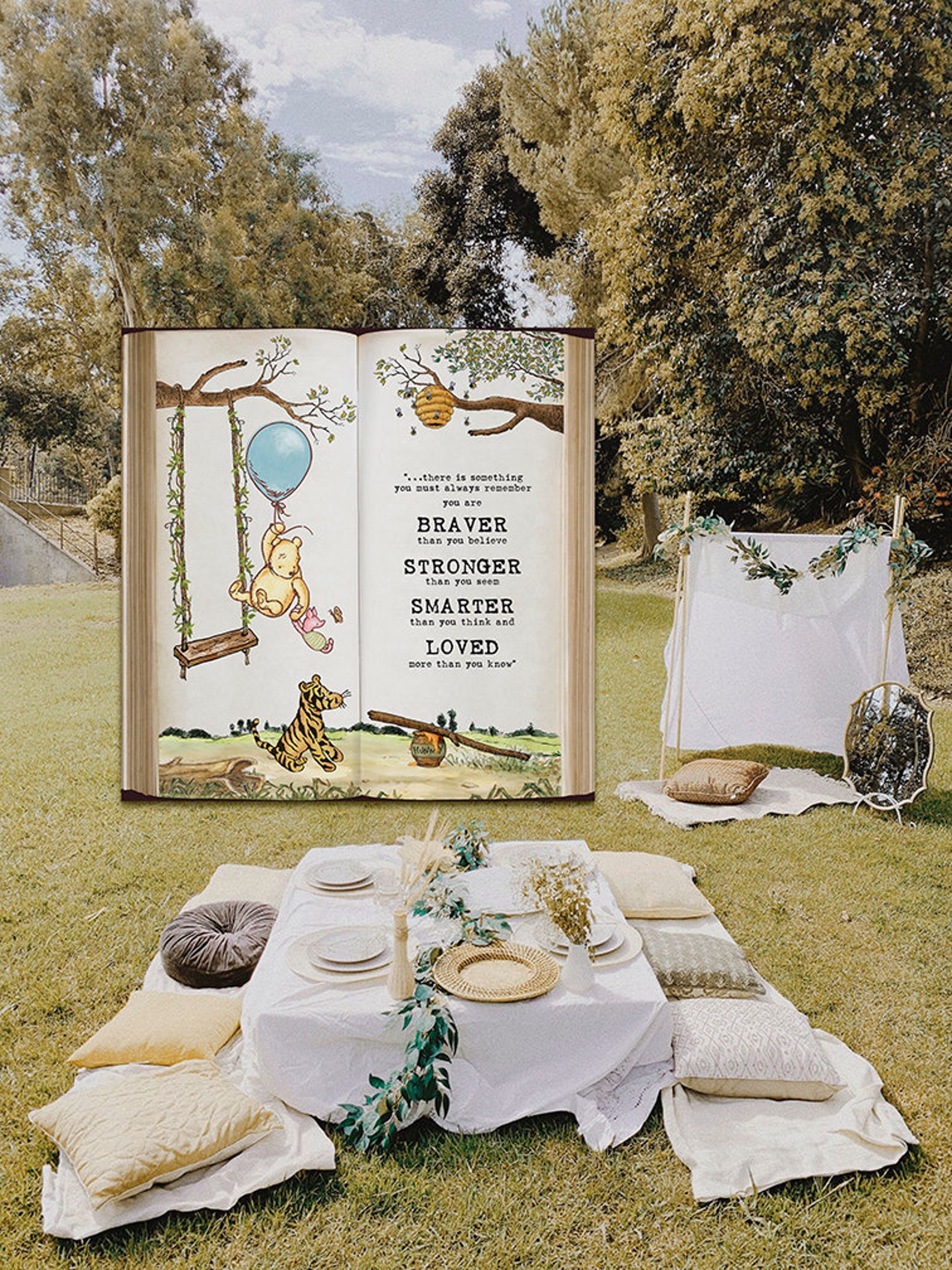 8x8 Feet Giant Pooh Book Backdrop/ Classic Winnie the Pooh Backdrop in ...