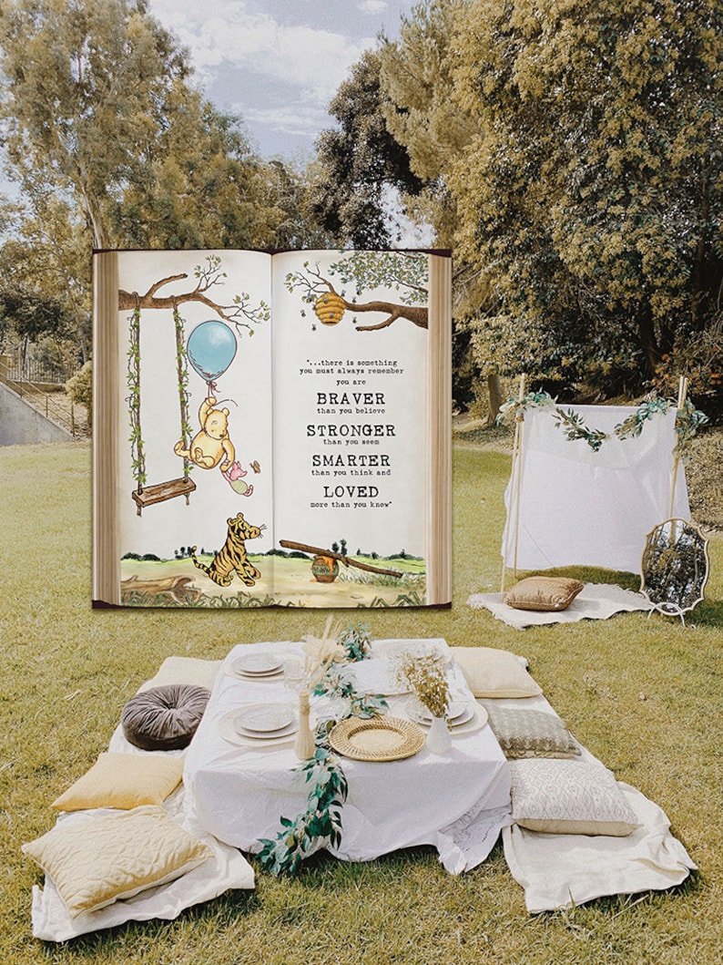 8x8 Feet Giant Pooh Book Backdrop/ Classic Winnie the Pooh Backdrop in ...