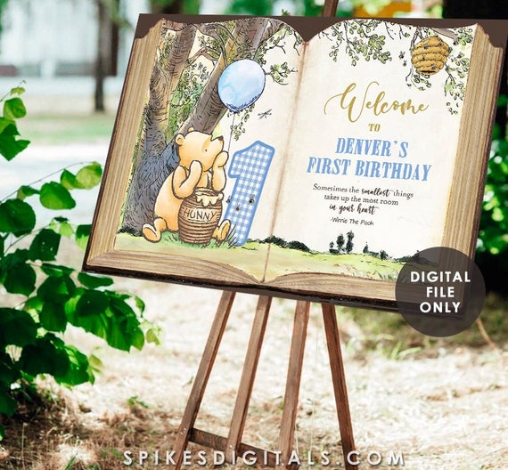 DIGITAL Classic Winnie The Pooh Welcome Sign - First Birthday ...