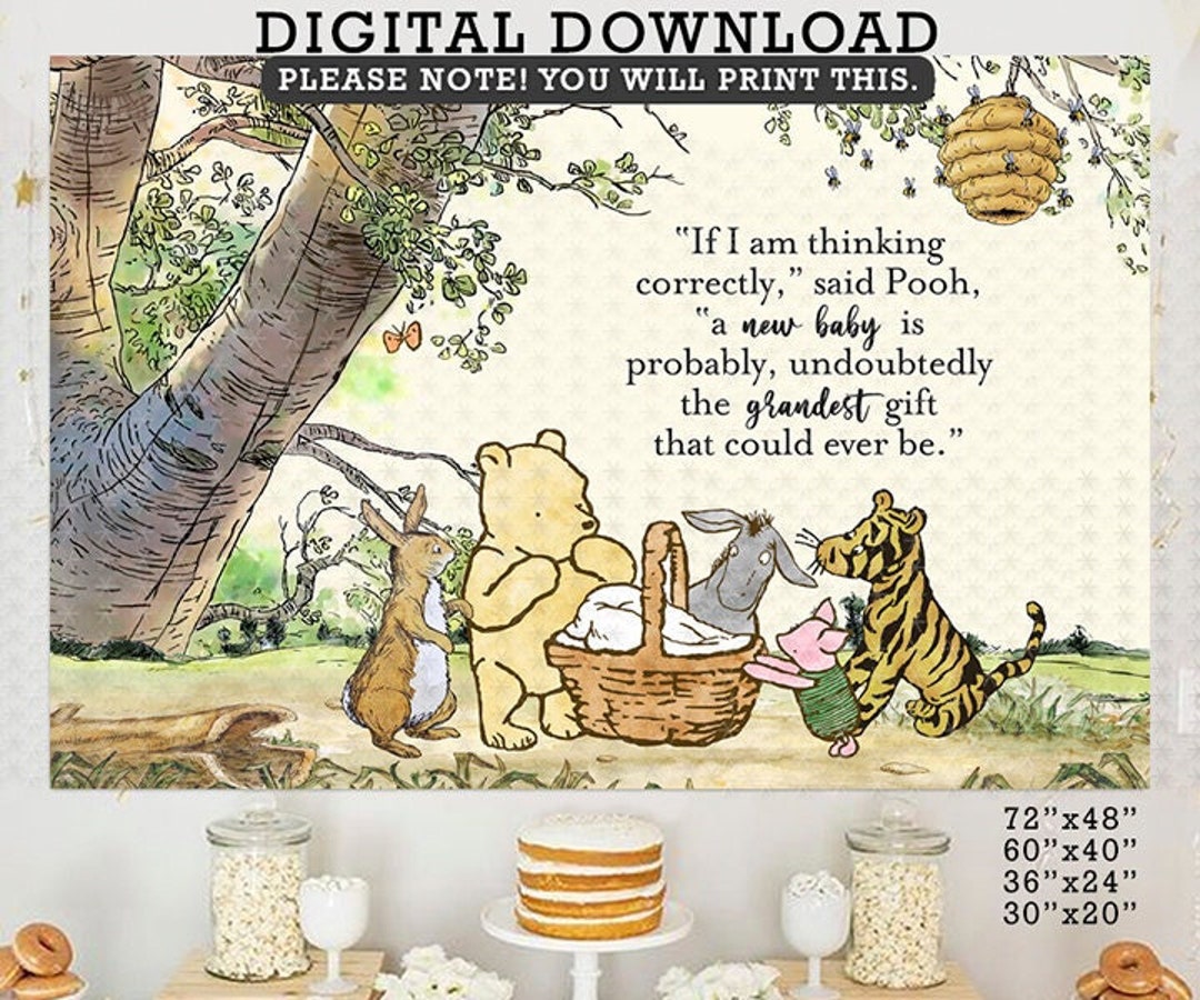 Classic Winnie the Pooh Backdrop Background in DIGITAL FILE / Instant ...