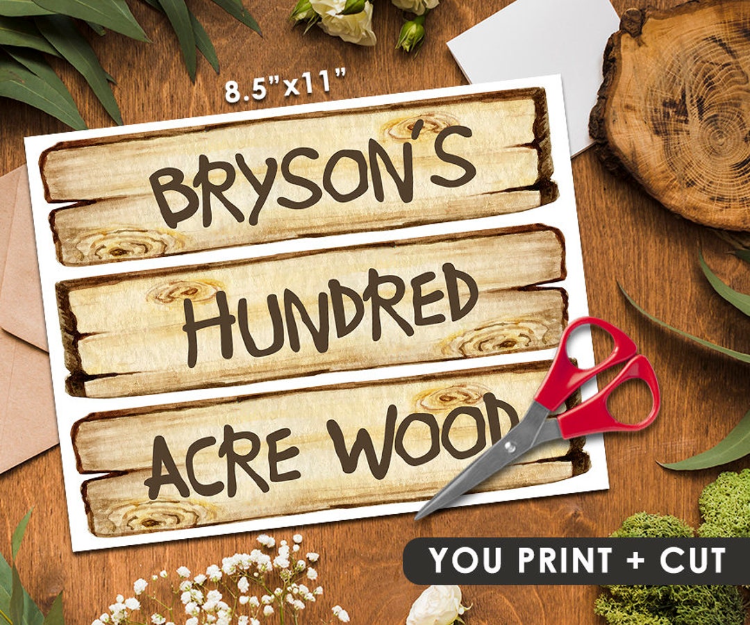 PERSONALIZED Digital Sign/ Wood Signage Hundred Acre/ Digital Printable ...