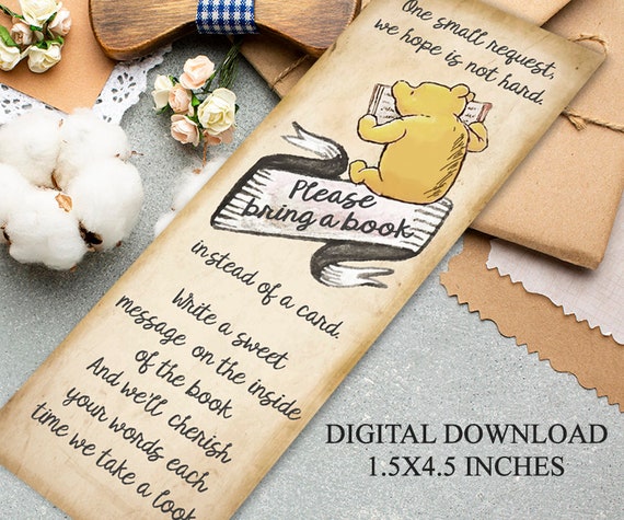 Winnie The Pooh Book Request Bookmark / Baby Shower Bring A Book Card ...