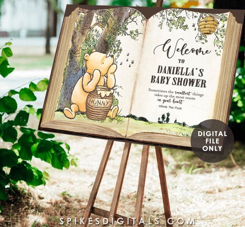 DIGITAL Classic Winnie the Pooh Welcome Sign Baby Shower - Etsy