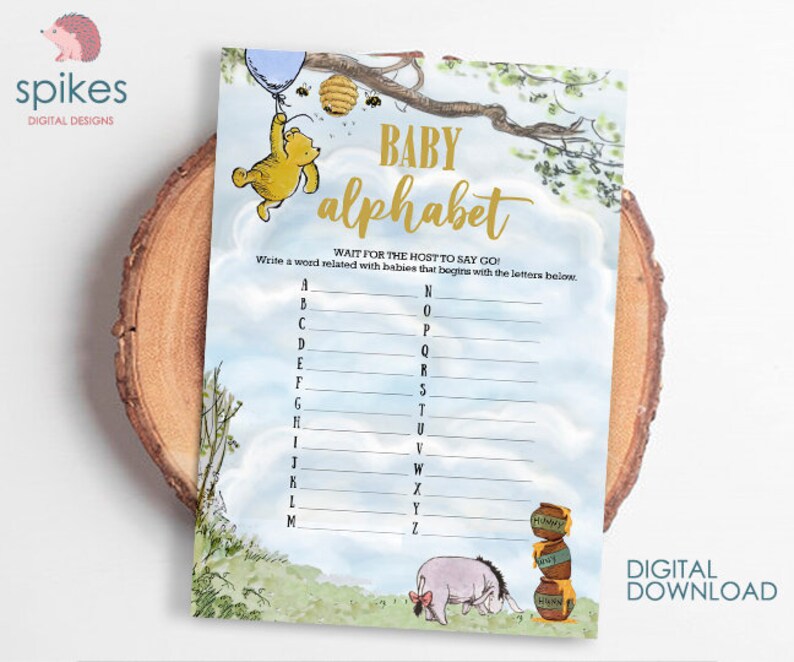 Classic Winnie the Pooh Baby Shower Games/ Baby Alphabet / - Etsy