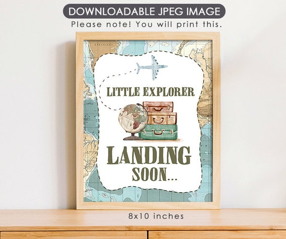 Little Explorer Landing Soon Sign /World Adventure Airplane Travel ...