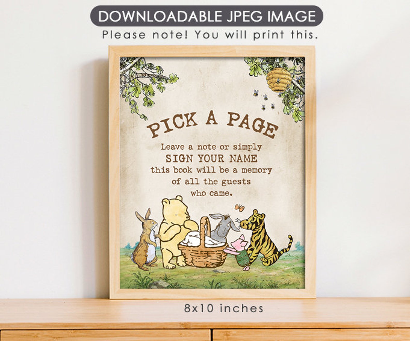 8x10 Classic Winnie the Pooh Party Poster - Etsy
