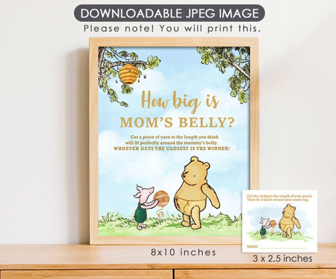8"x10" How Big is Mommy's Belly Game Sign and String Name Tag /classic ...