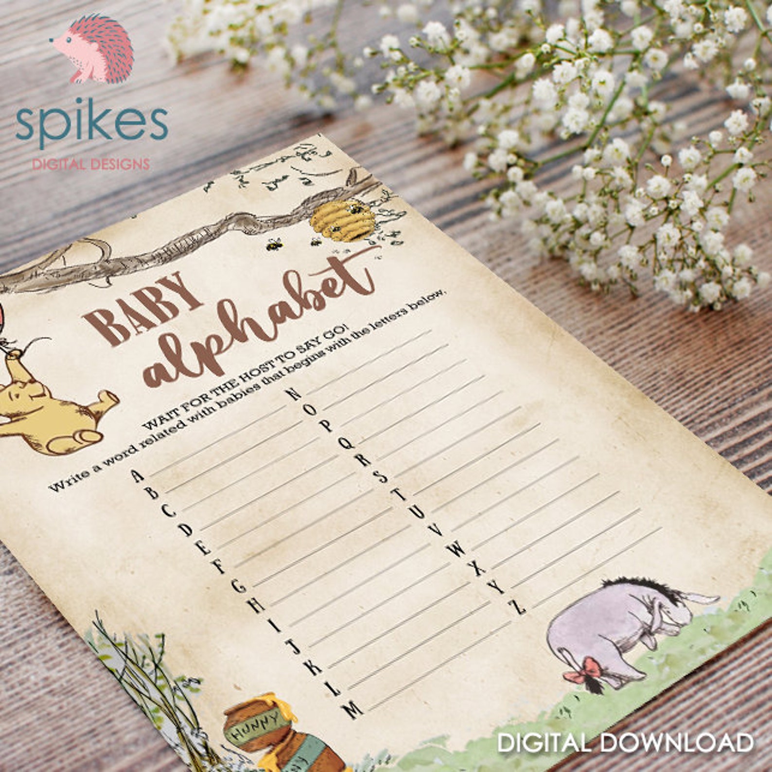 Classic Winnie the Pooh Baby Shower Games/ Baby Alphabet / - Etsy
