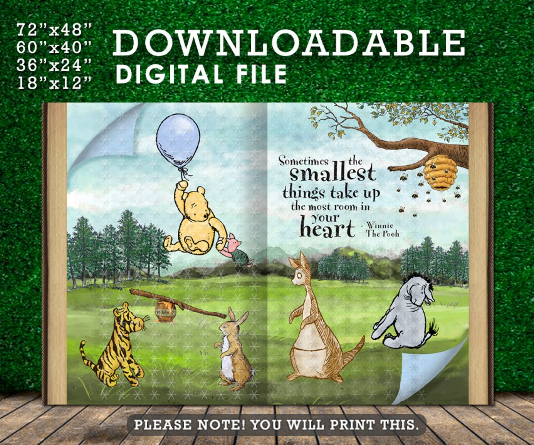 Giant Book Backdrop / Classic Winnie the Pooh Background in DIGITAL ...