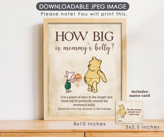 8"x10" How Big Is Mommy's Belly Game Sign and String Card Name Tag ...