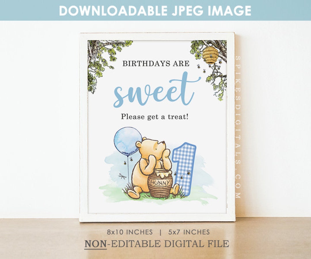 DOWNLOADABLE! First Birthday Party Decoration / Classic Winnie the Pooh ...