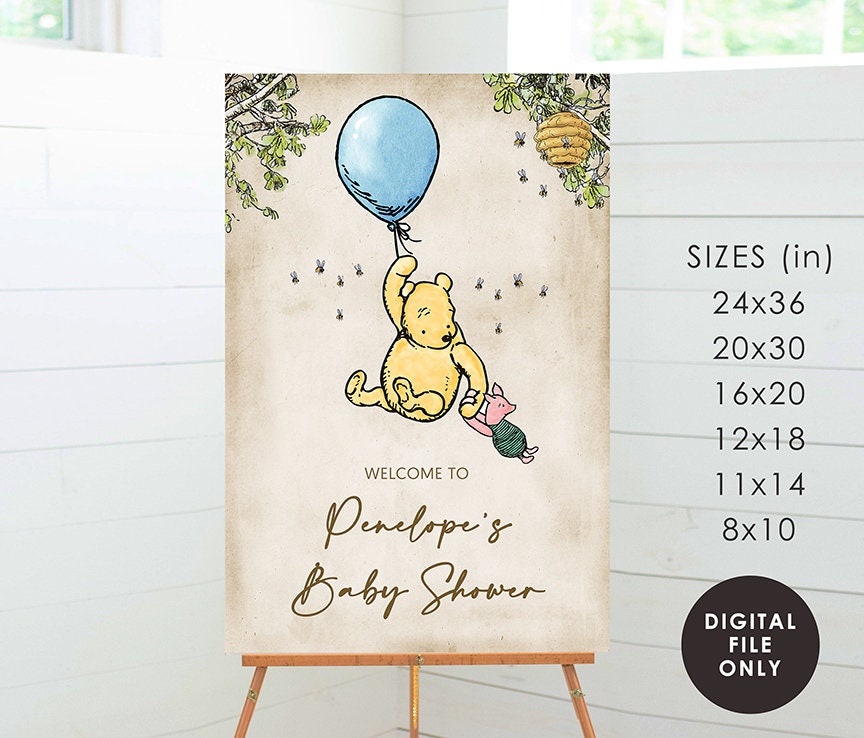 Classic Winnie the Pooh Baby Shower Poster / Digital Welcome Sign ...