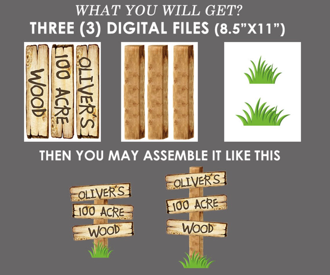 PERSONALIZED Digital Sign/ Wood Signage Hundred Acre/ Digital - Etsy