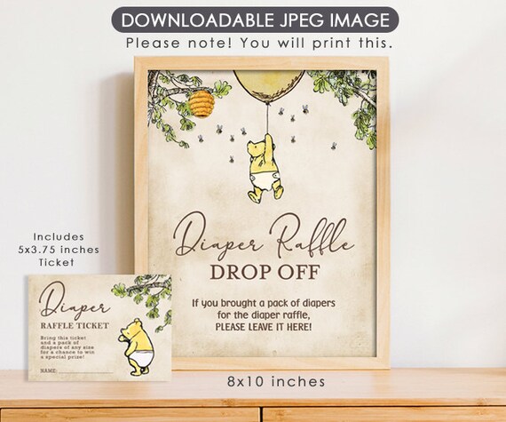 Downloadable Diaper Raffle Ticket Insert Card with Sign Diaper Drop Off ...