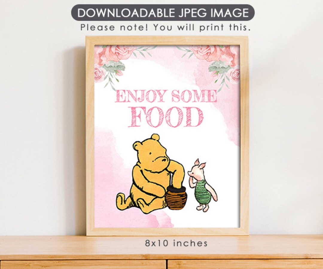 8"x10" Classic Winnie the Pooh Party Poster Decoration / Pink Girl ...