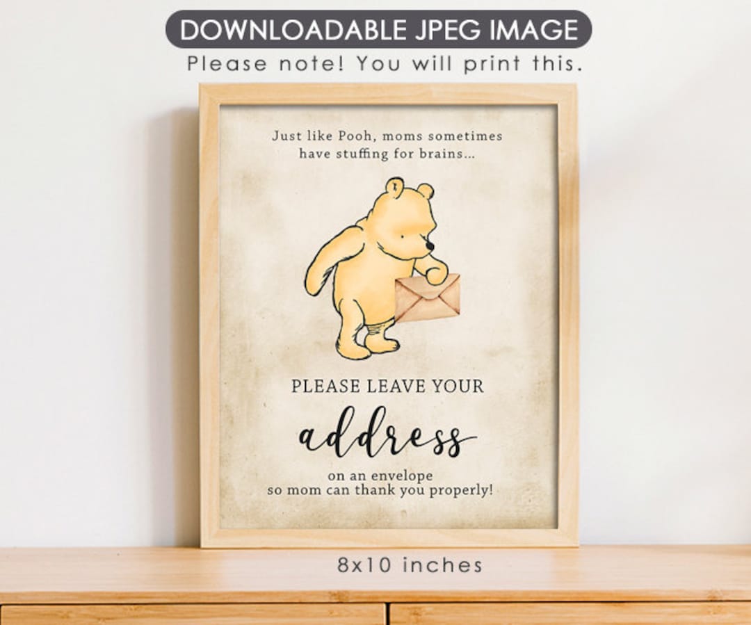 8"x10" Classic Winnie the Pooh Party Poster Decoration / Address the ...