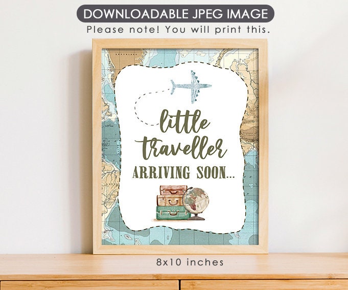 Little Traveller Arriving Soon Sign /world Adventure Airplane Travel ...