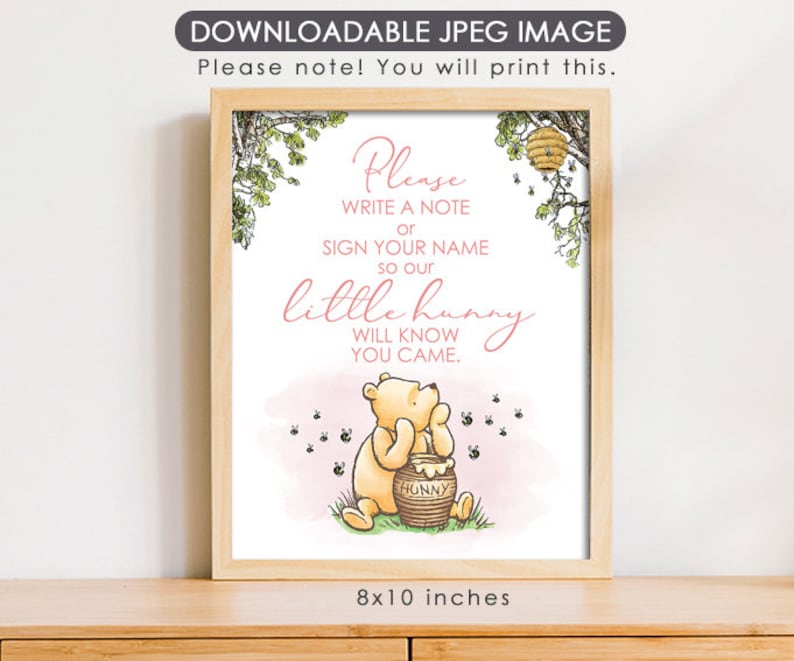 8"x10" Classic Winnie the Pooh Party Poster Decoration / Please Sign ...