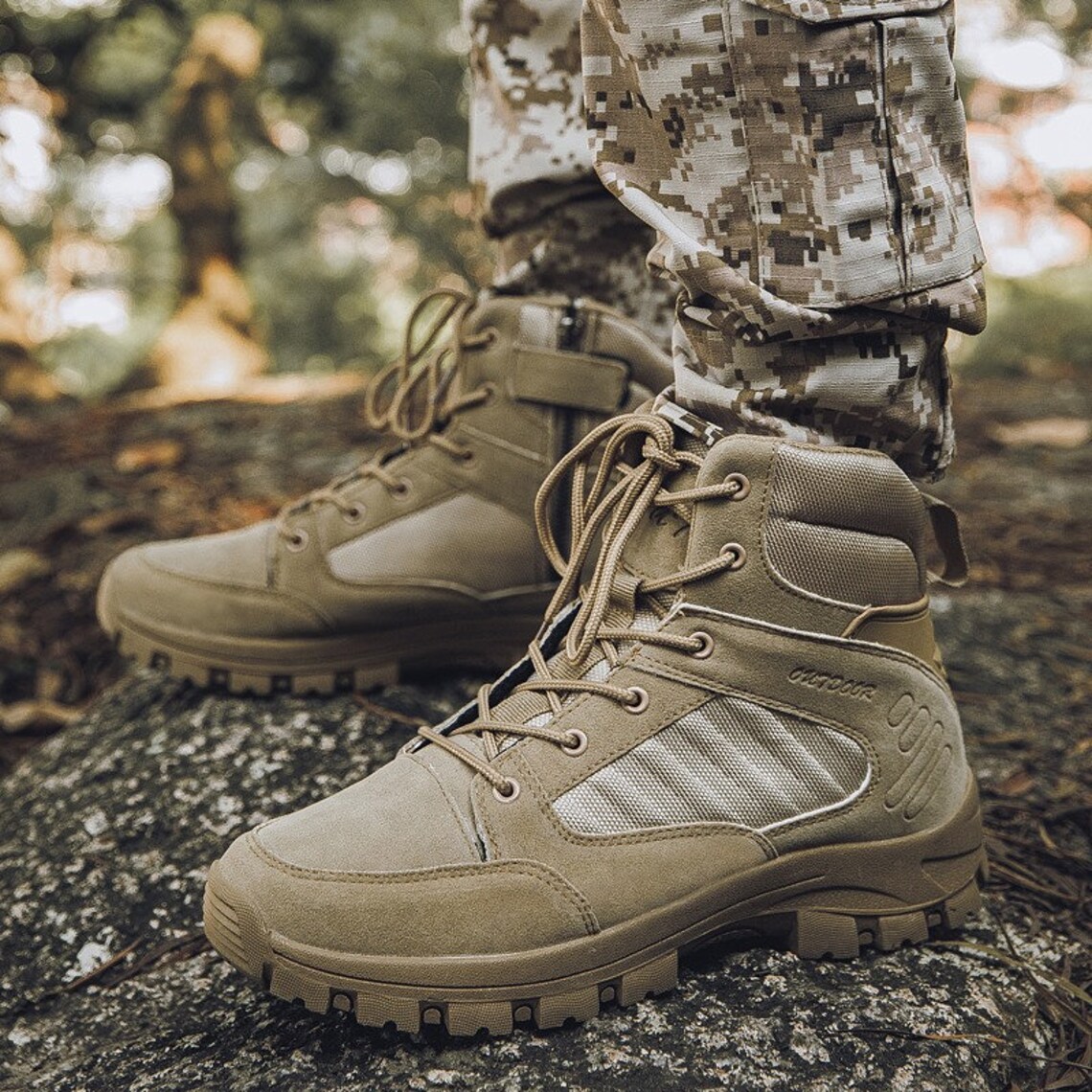 Tactical Military Combat Boots Men Suede Leather US Army - Etsy