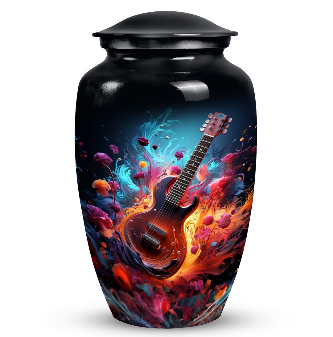 Vibrant Guitar Fantasy, Artistic Urn for Human Ashes, Cremation Urns ...