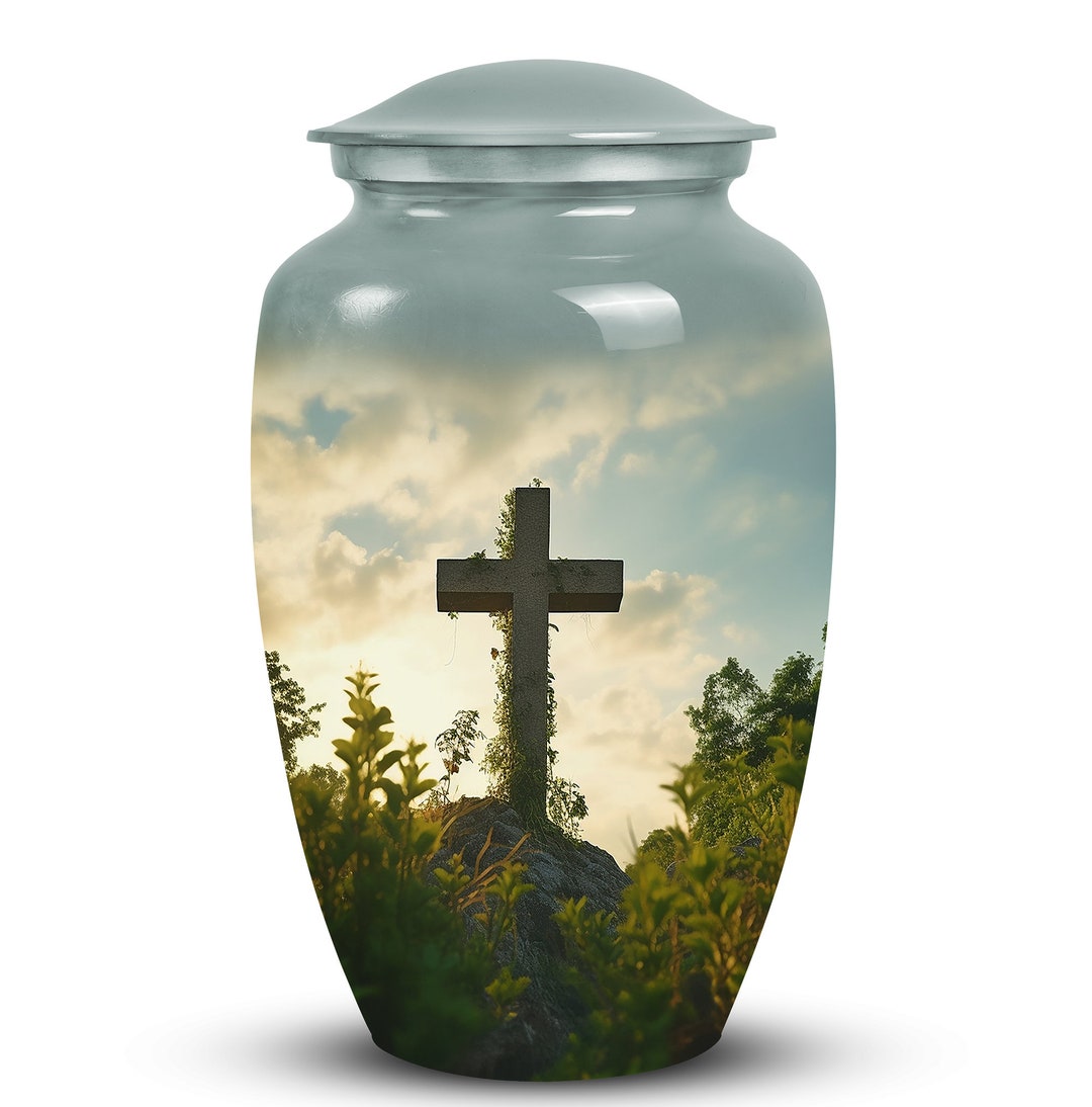 Christian Cross Memorial Urn for Human Ashes Funeral Home Decor ...