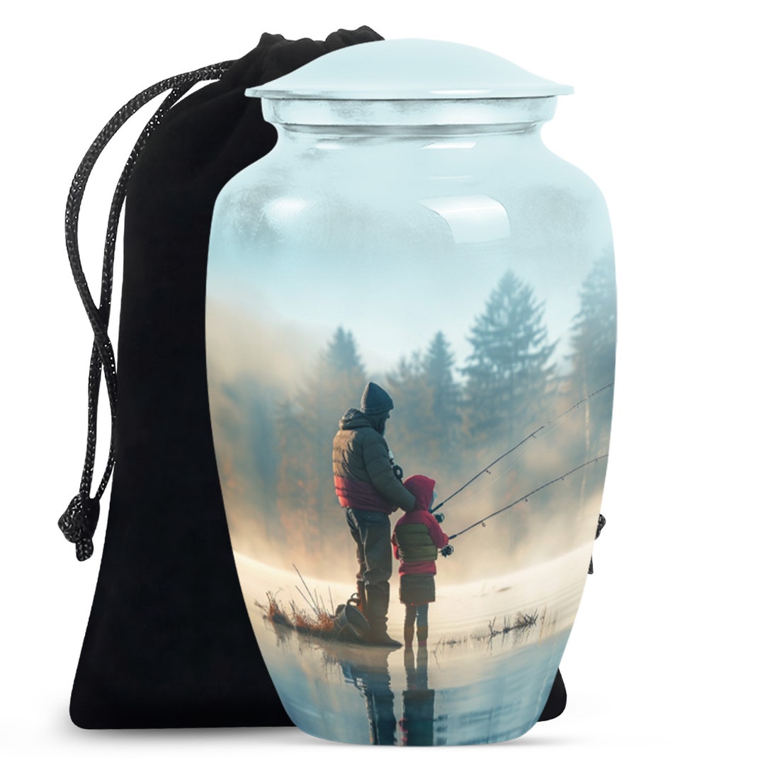 Father and Child Fishing Memorial Urn for Ashes, Custom Fishing Urn ...