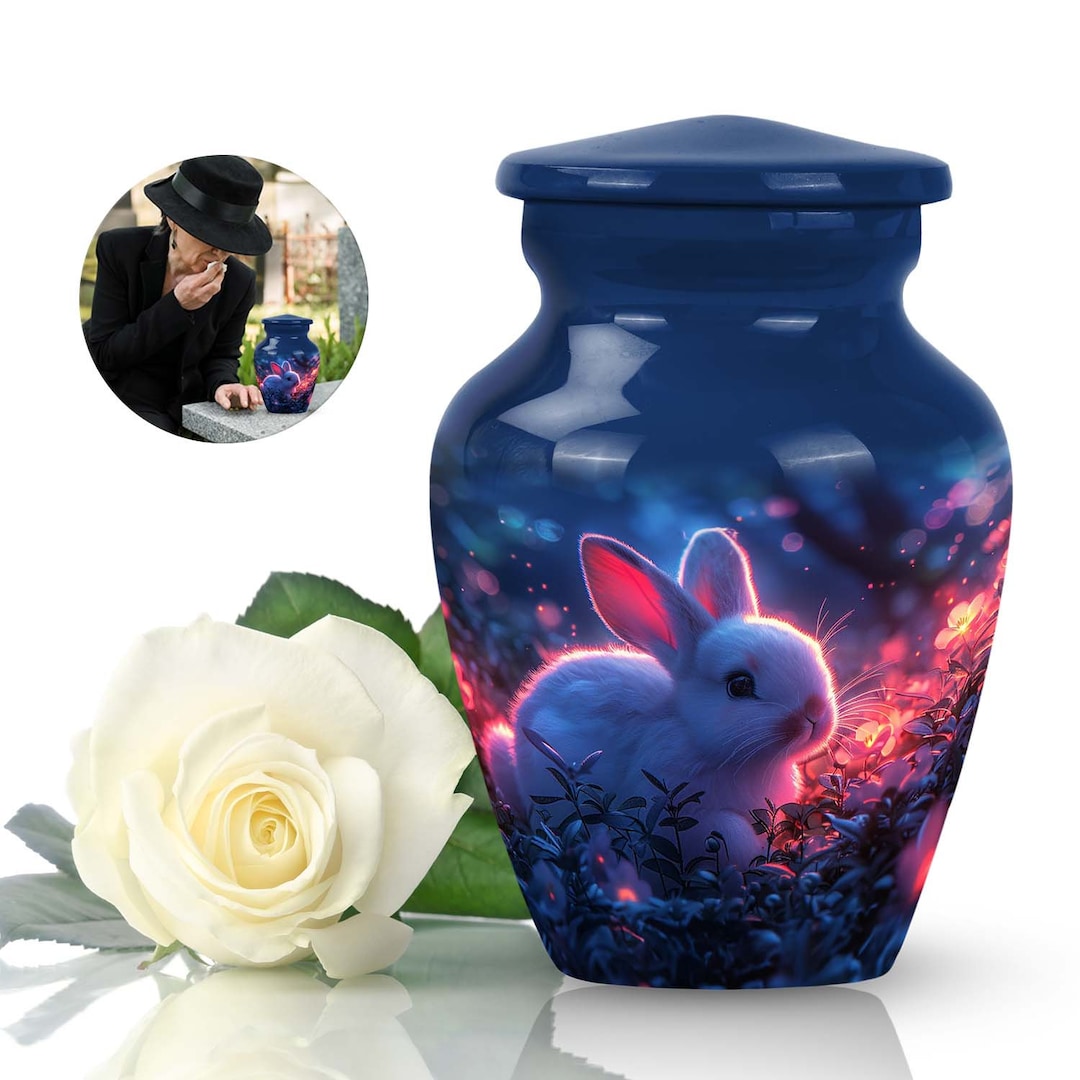 Beautiful Rabbit-themed Memorial Urn for Pet Ashes - Bunny Ashes ...