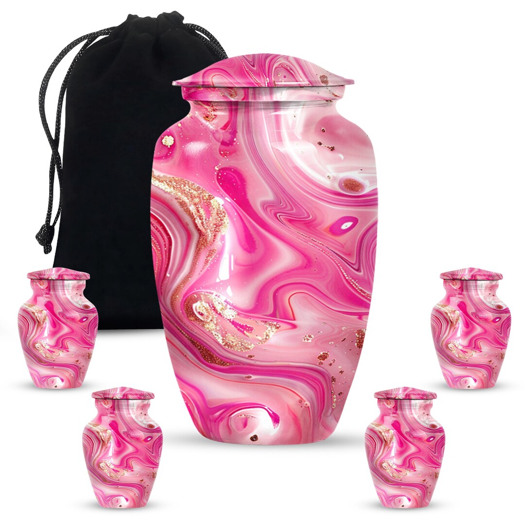 Beautiful Modern Pink Swirl Funeral Urn for Human Ashes Keepsake ...