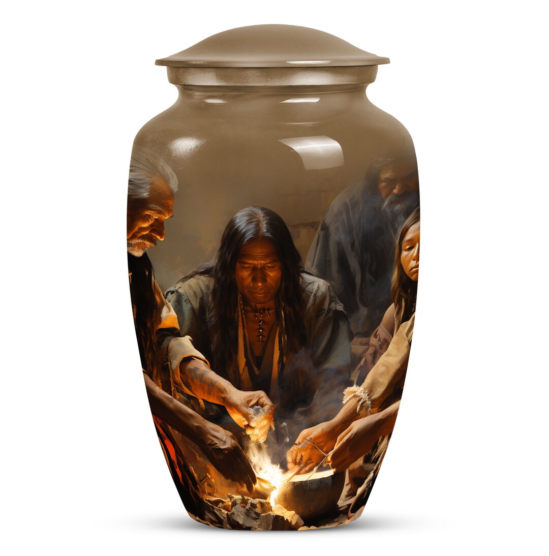 Indigenous Art Urn for Human Ashes - Metal Urns for Ashes for Adults ...