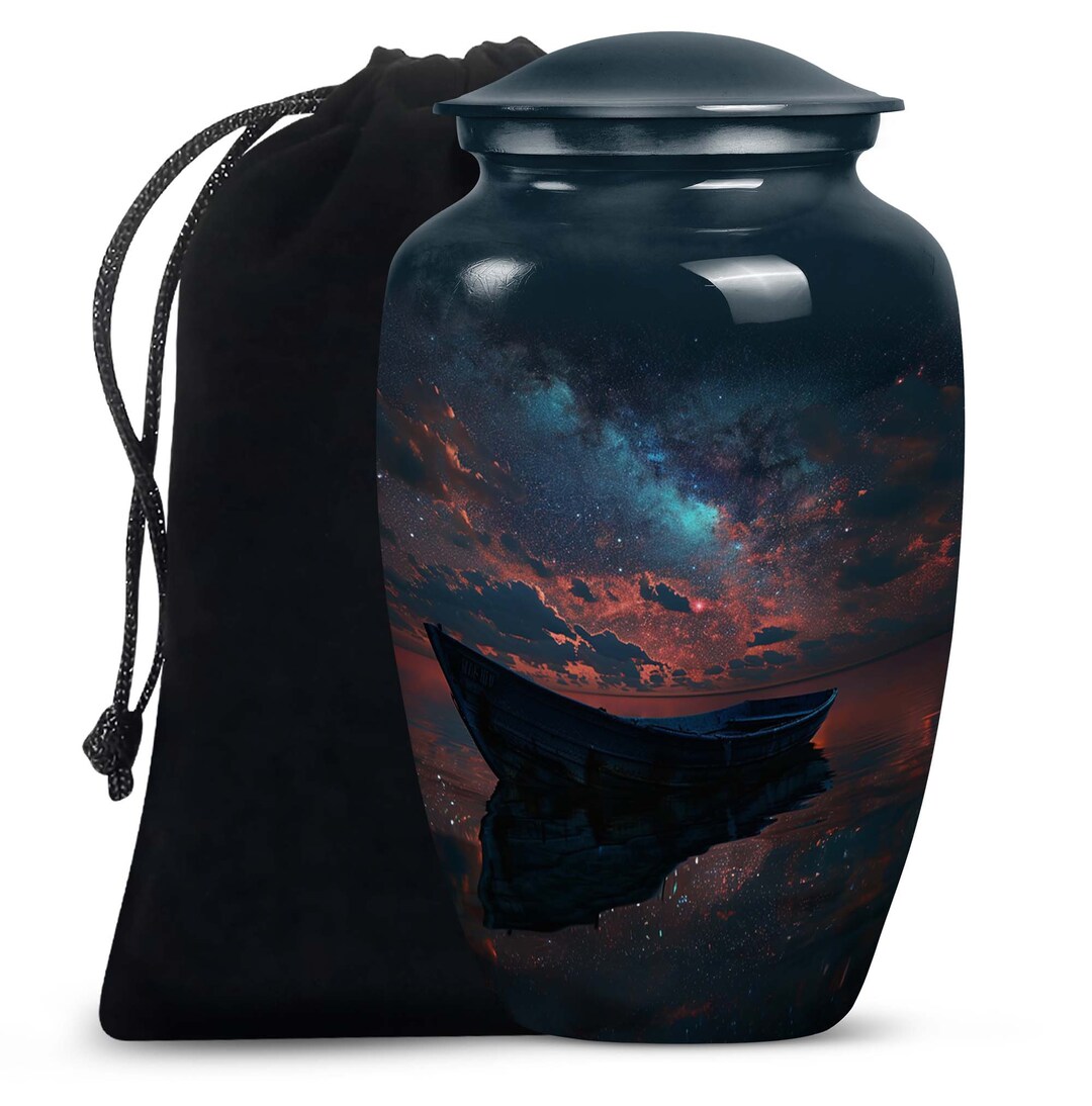 Stellar Seascape Urn - Cosmic Navy With Twilight Horizon Ship Urn for ...