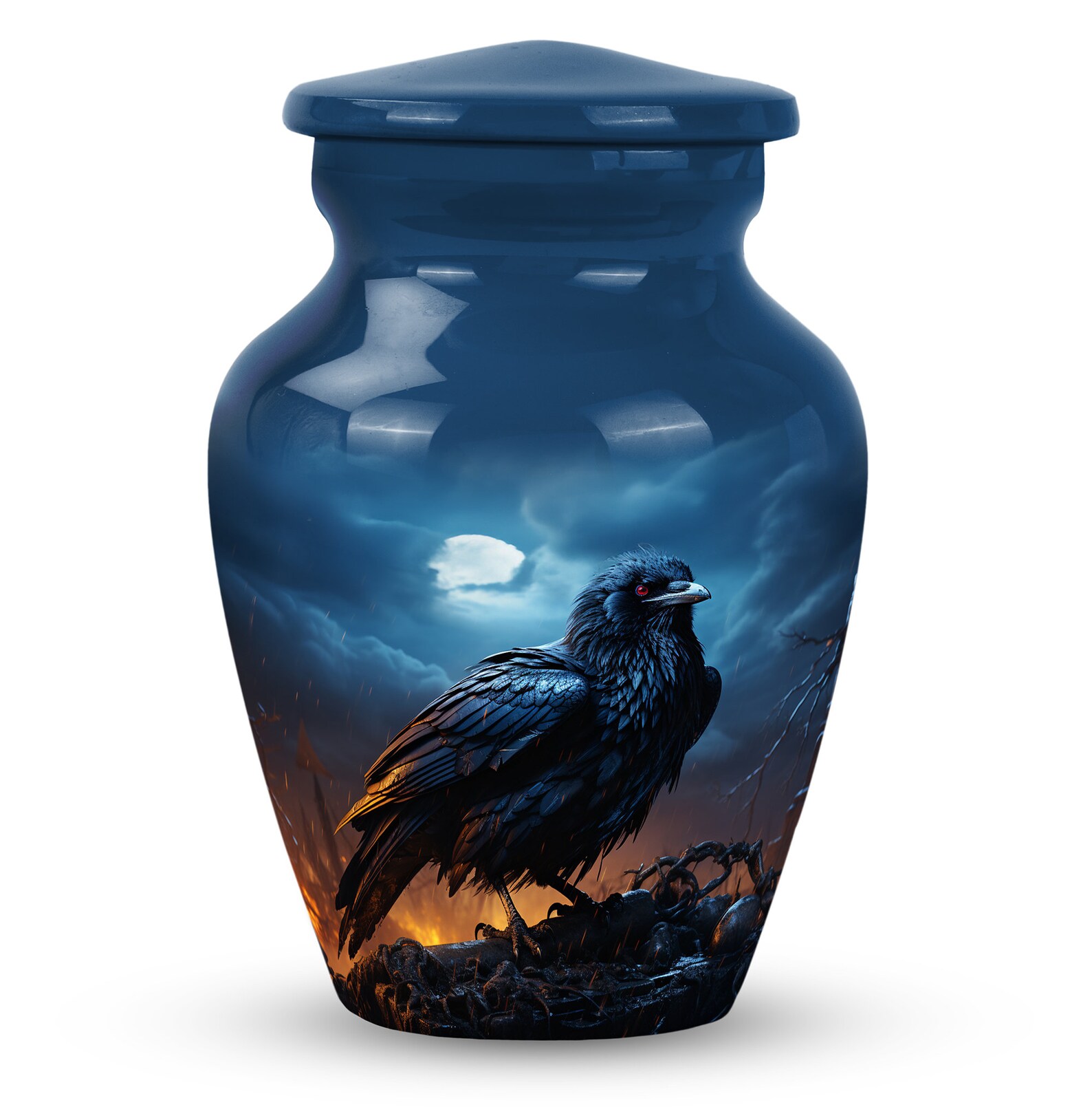 Stormy Sky Raven Decorative Urns for Cremation Ashes - Modern Urns for ...