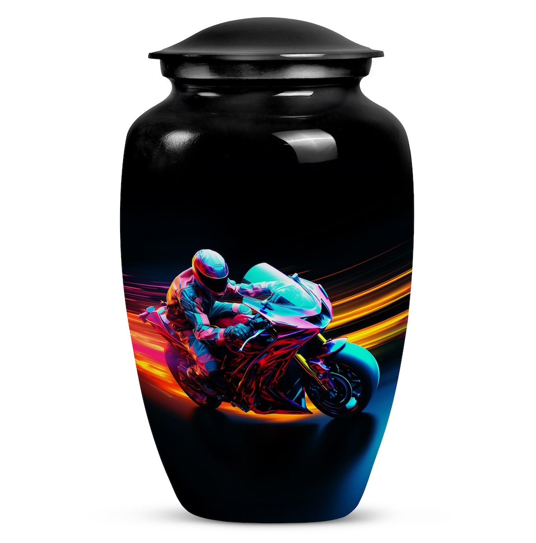 Neon Motorcycle Urn, Cremation Urns - Decorative Keepsake Urn ...