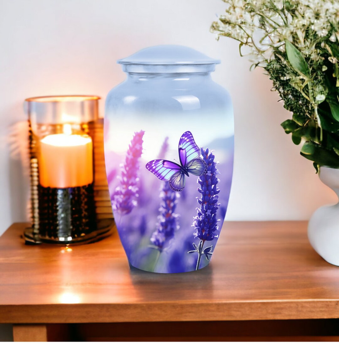 Lavender Field Urn - Personalized Butterfly Urn, Urn for Ashes ...