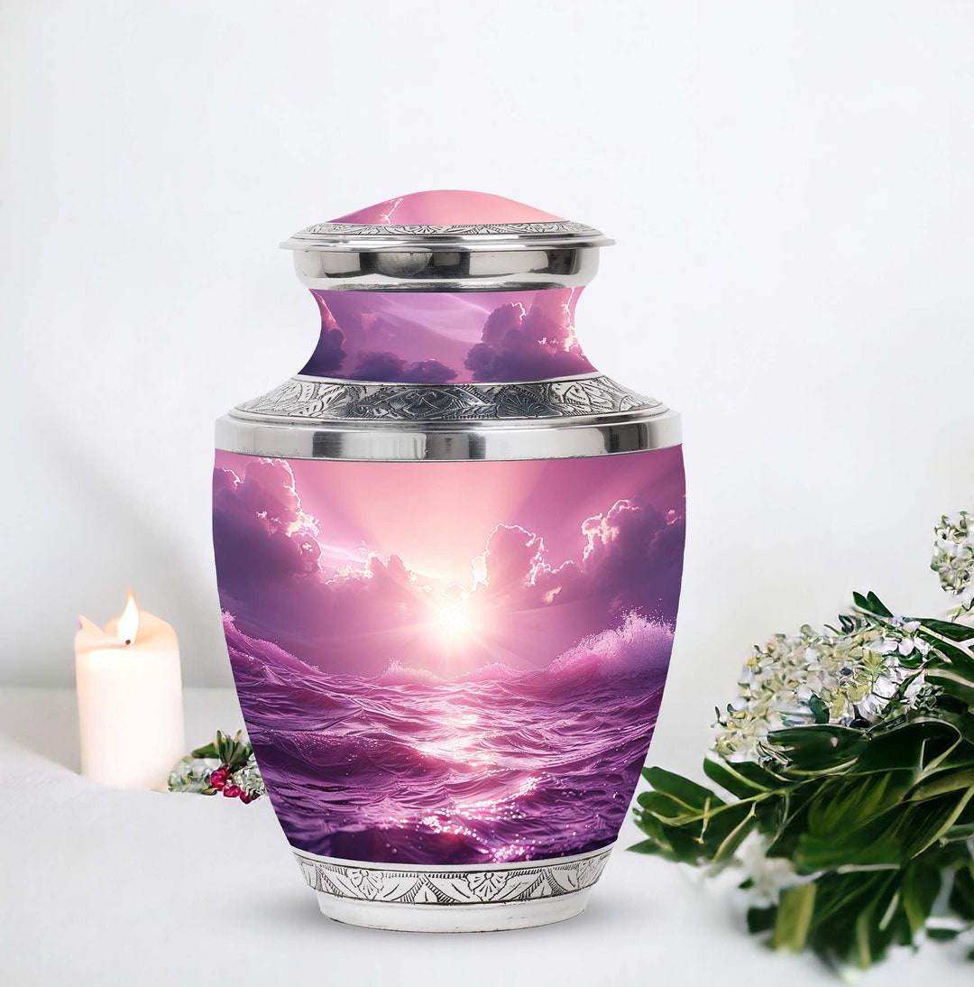Purple Ocean Urn Sunset Cremation Urn Memorial Urn for Ashes Funeral ...