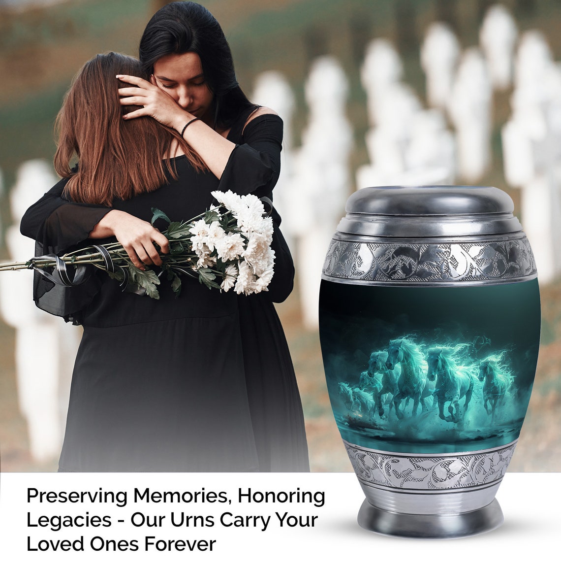 Ghost Horse Urn for Human Ashes - Cremation Urns for Ashes for Adults ...