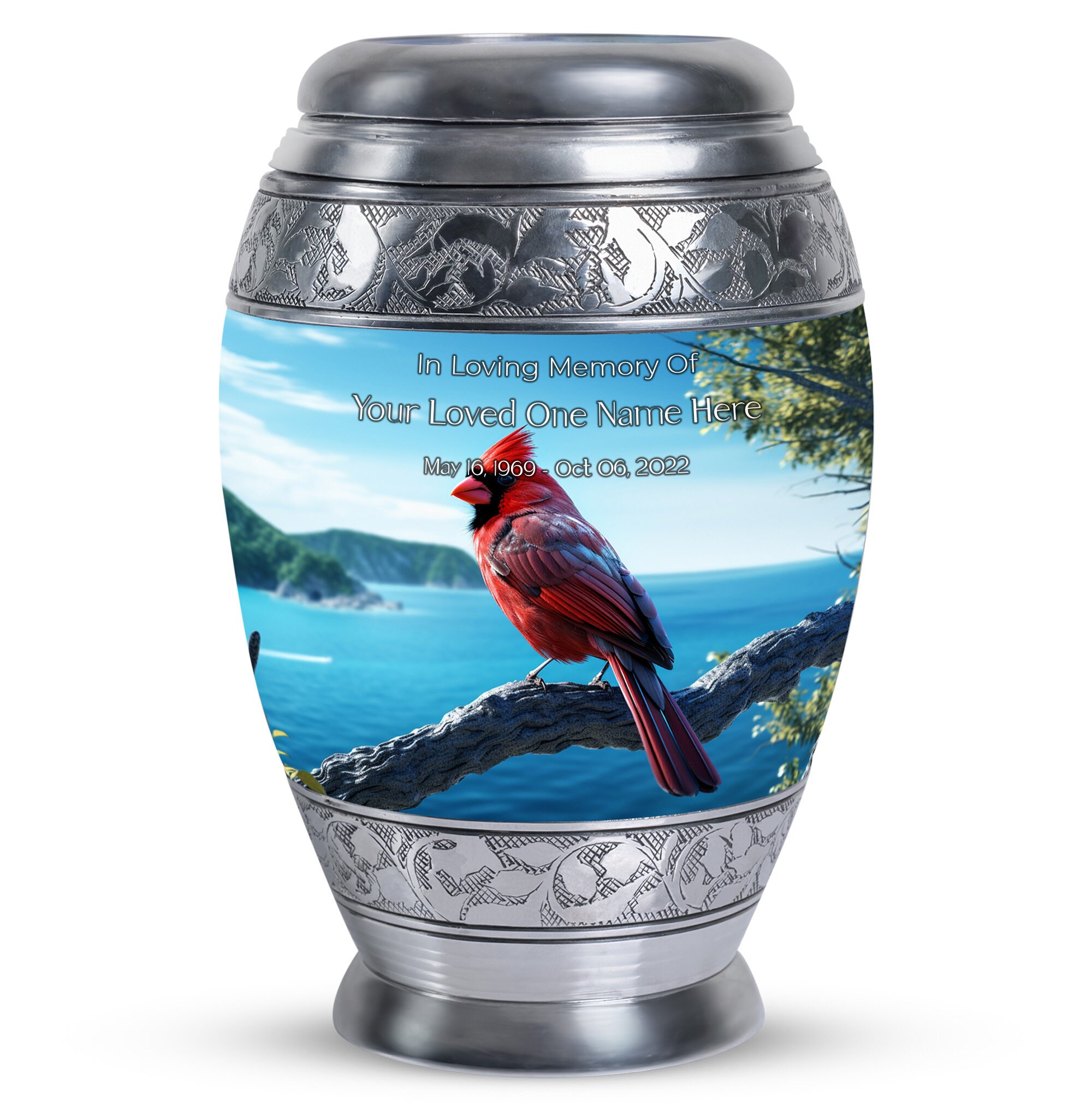 Cardinal Bird Sitting Urn Bird Motif Urn, Decorative Modern Urn for ...