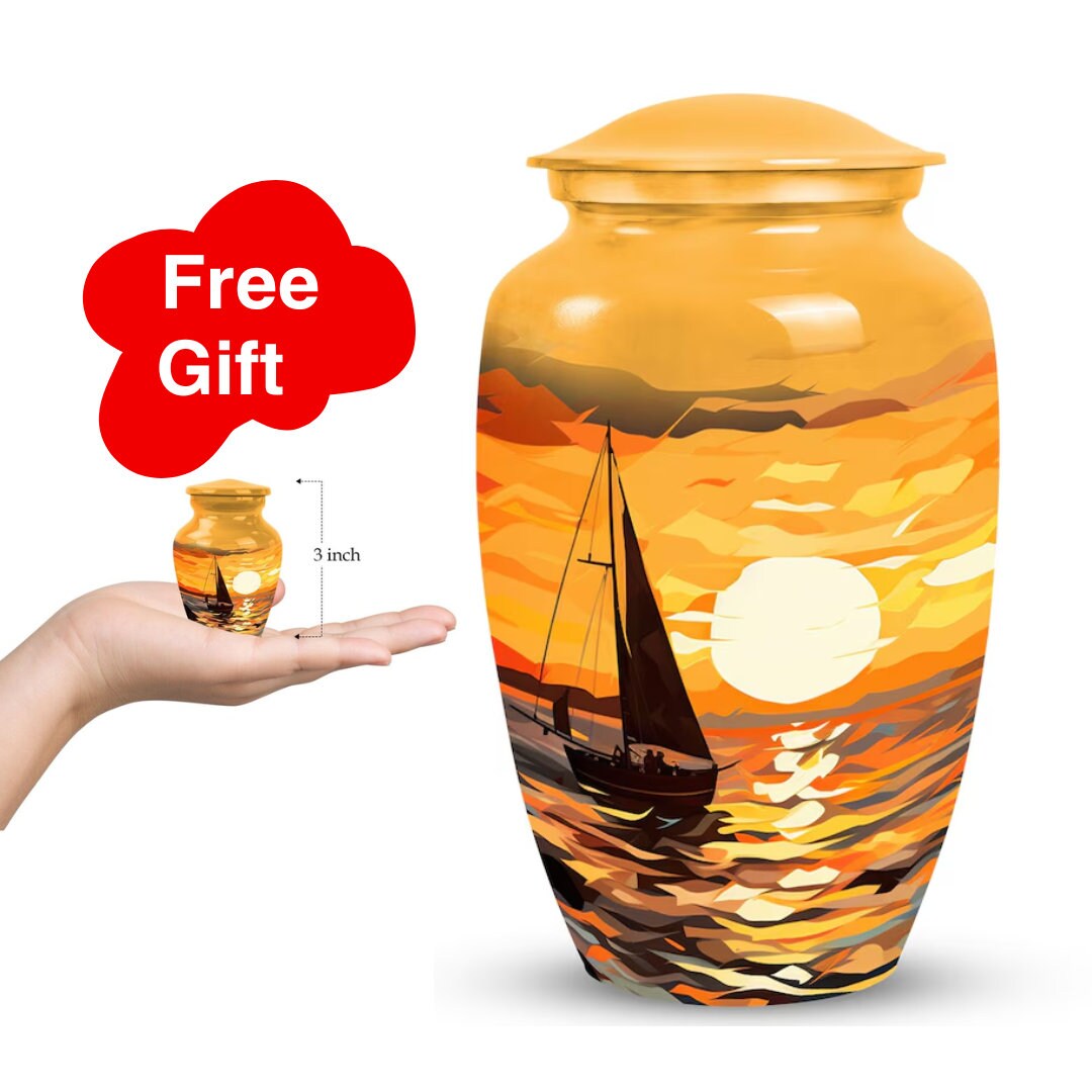 Sunset Sailboat Memorial Urn for Human Ashes Decorative Urn With Sunset ...