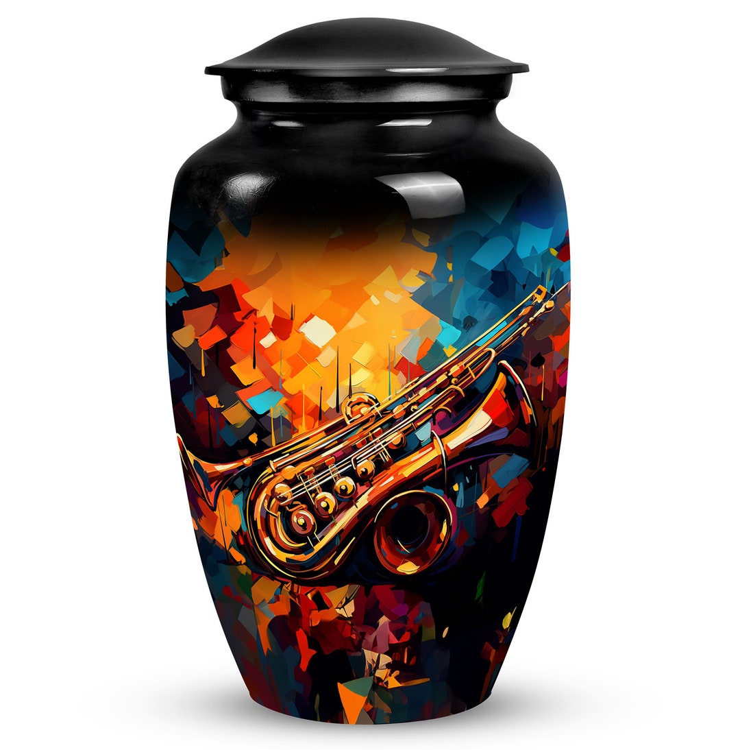 Abstract Jazz Trumpet Urn for Human Ashes, Metal Urns for Ashes for ...